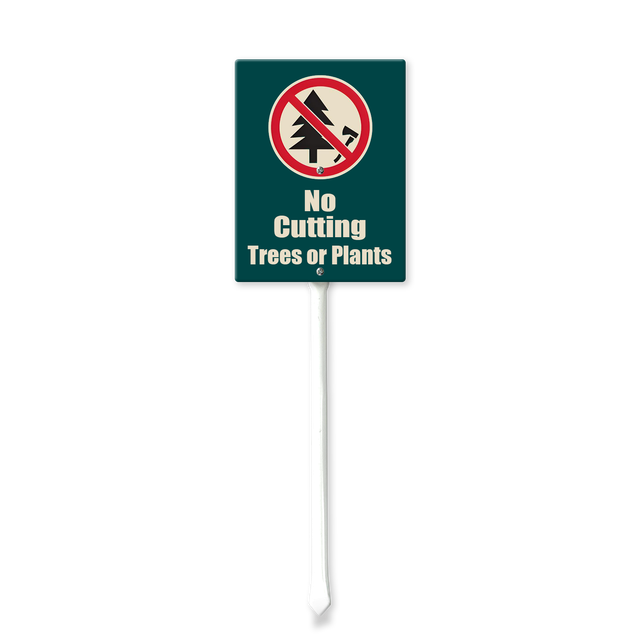 No Cutting Trees Or Plants Yard Sign With Stakes 7 X 8.8 Inch Aluminum ...