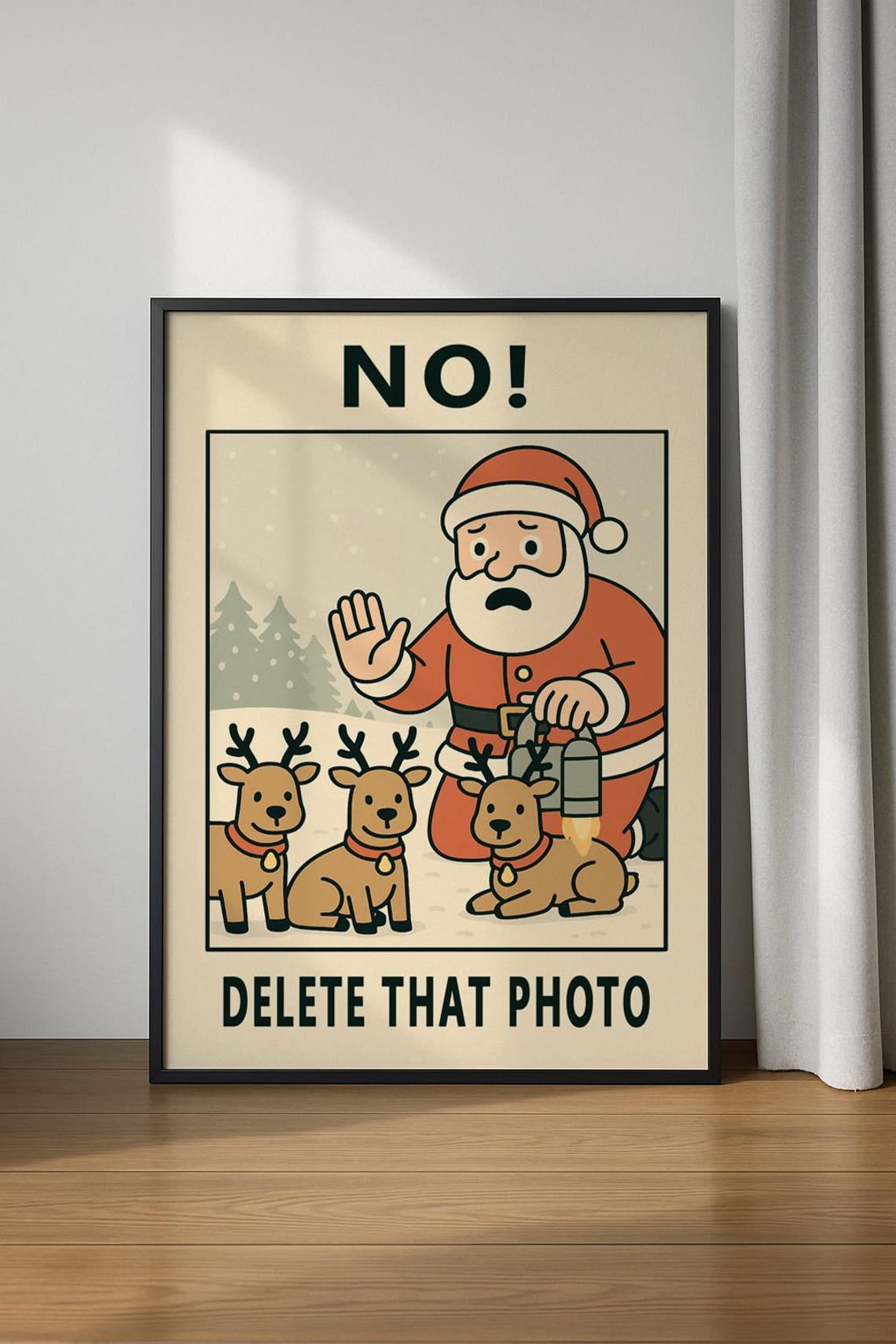 No! Delete That Photo Poster, Funny Christmas Print, Christmas Gift ...