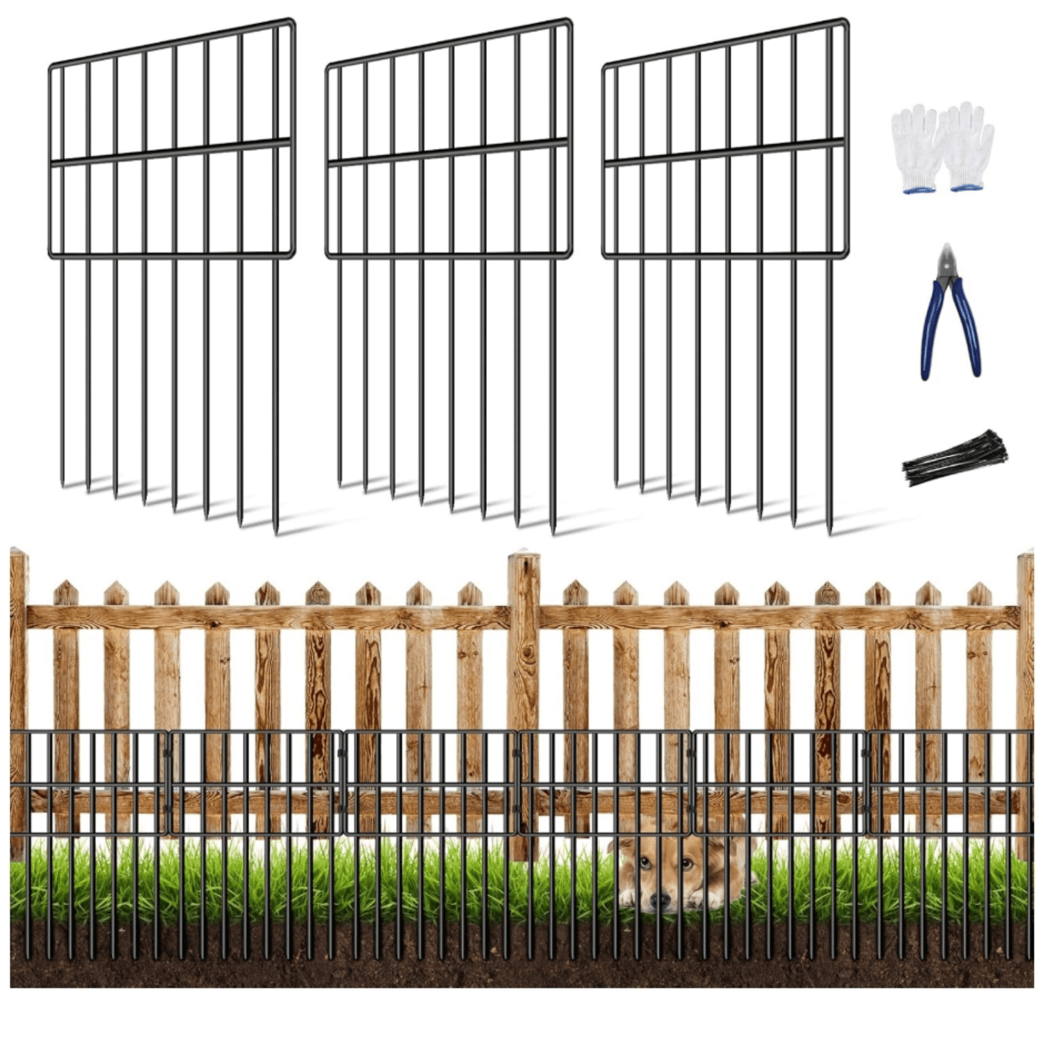 No Dig D rative Fences, 1.5in Spike Spacing Rustproof Metal Garden ...
