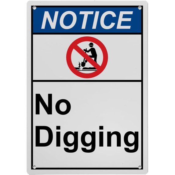No Digging Sign, Industrial Caution Warning Sign 8"x12" UV Resistant ...