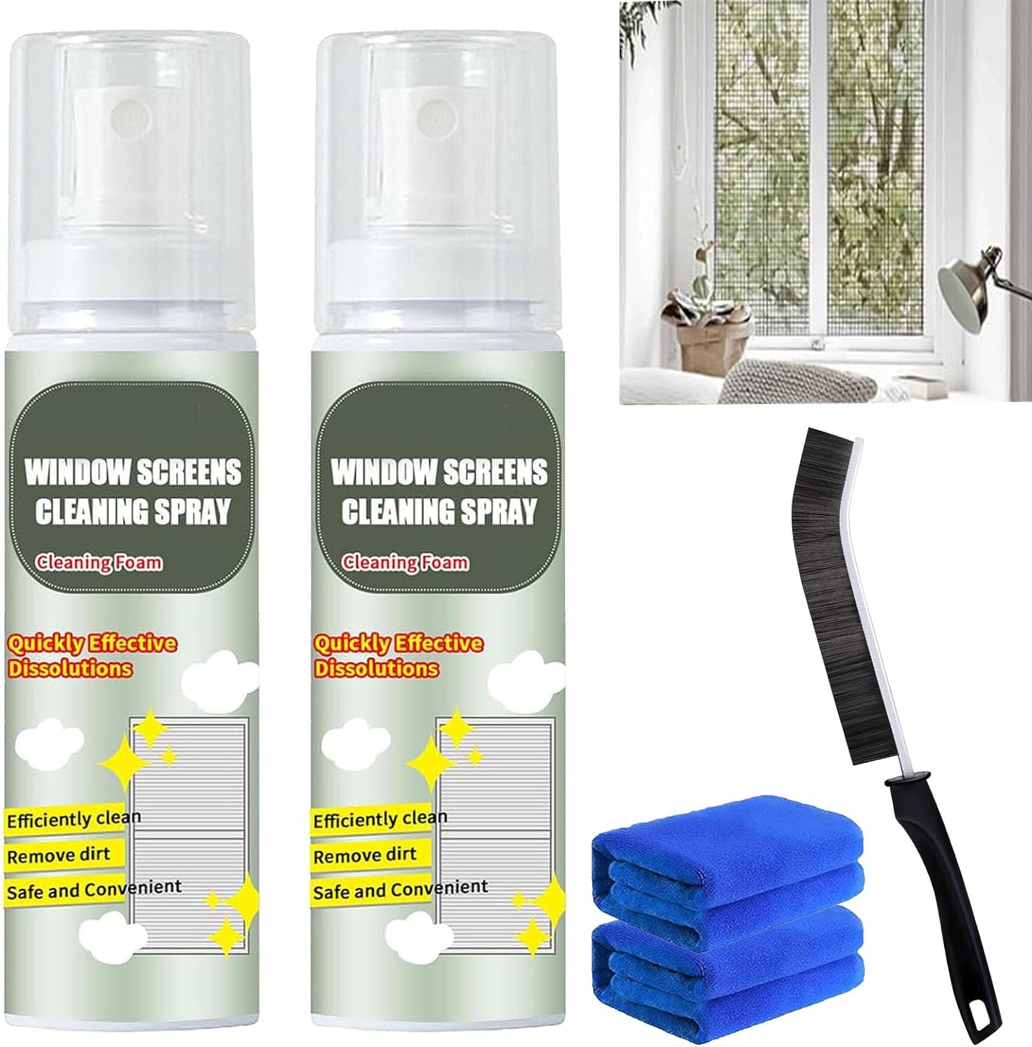 No-Disassembly Window Screen Foam Cleaner, Window Cleaning Spray, Door ...