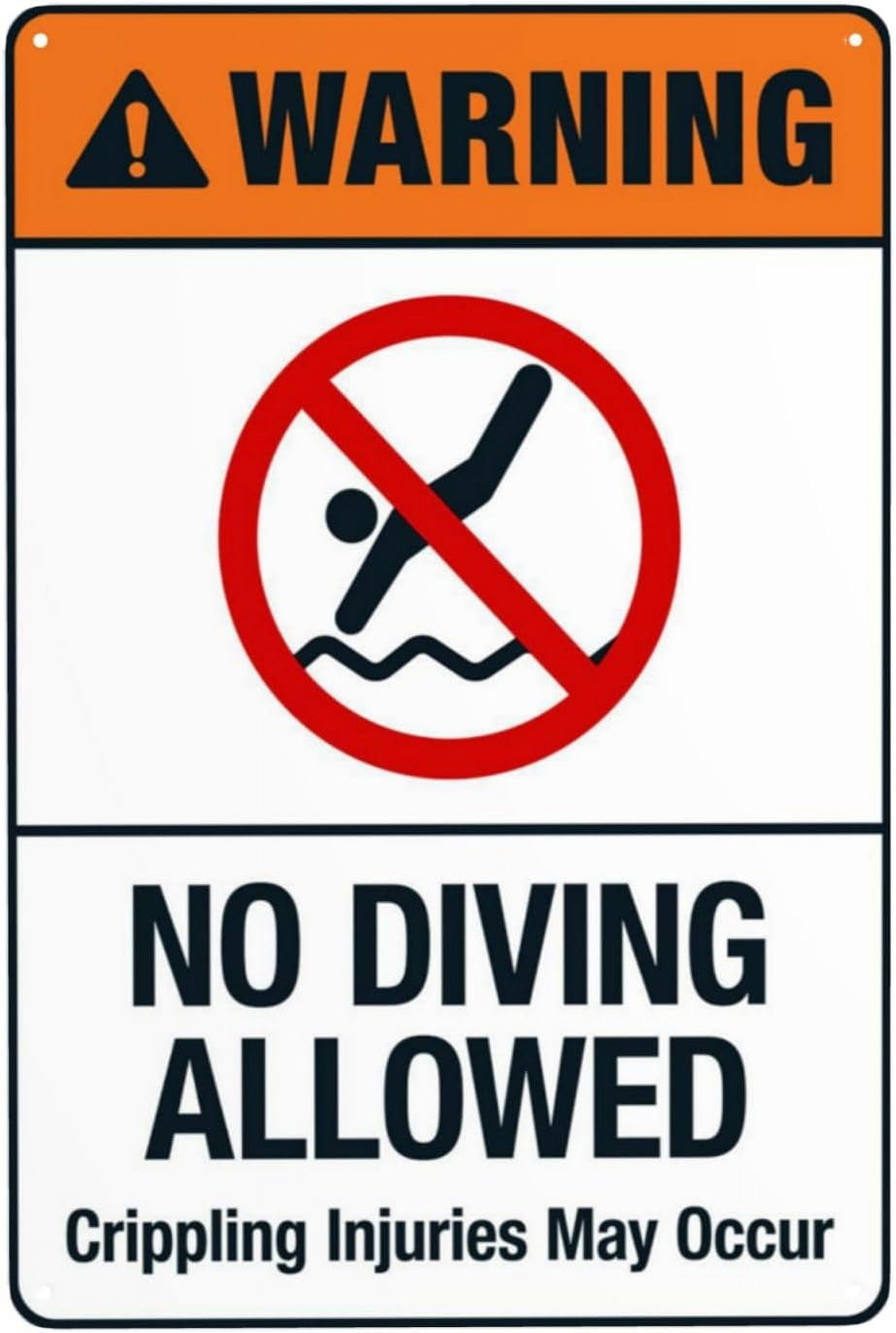 No Diving Allowed Crippling Injuries May Occur Sign, Ansi Warning Sign Pool Rules Signs Warning ...