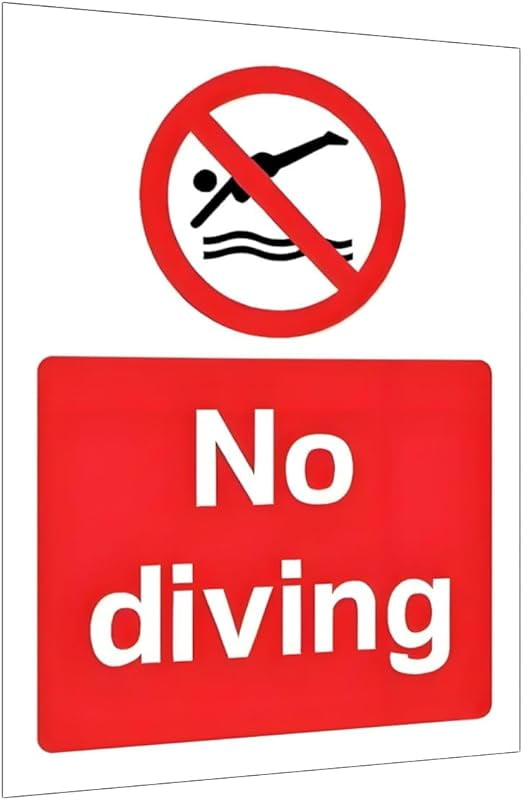 No Diving Allowed Tinplate Pool Sign - Splash-Proof Outdoor Metal Decor ...