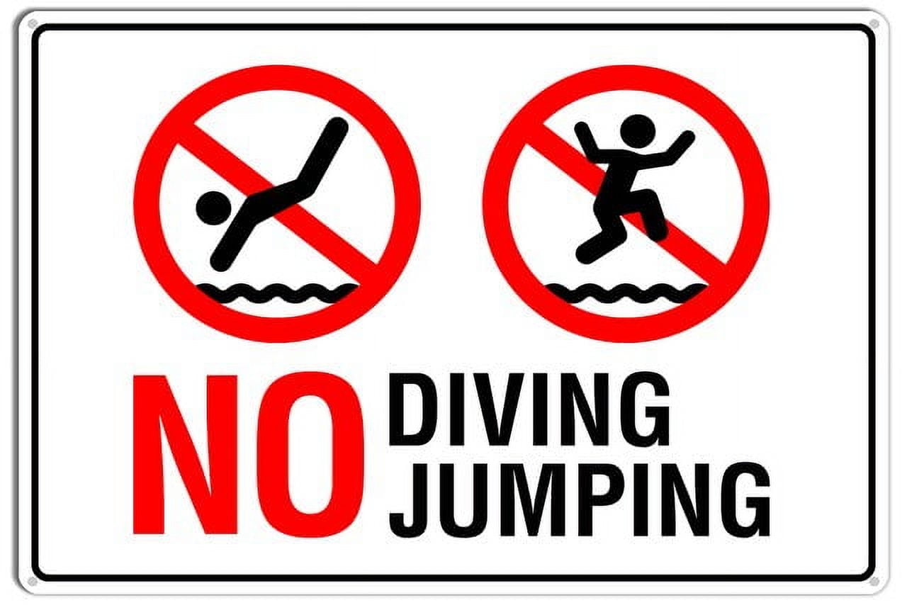 No Diving No Jumping Metal Sign With Symbol Aluminum Uv Printed 4 Pre ...