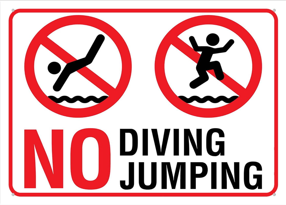 No Diving No Jumping Sign 12X8 Inch Tin Sign Great For Garden And Yard ...