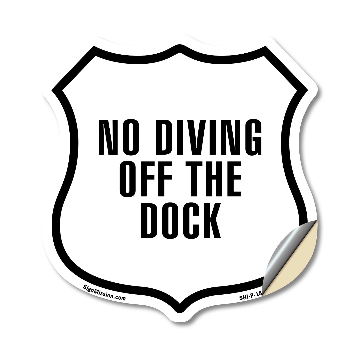 No Diving Off Of Dock (2 Pack) 12 inch X 12 inch Shield Shaped Heavy ...