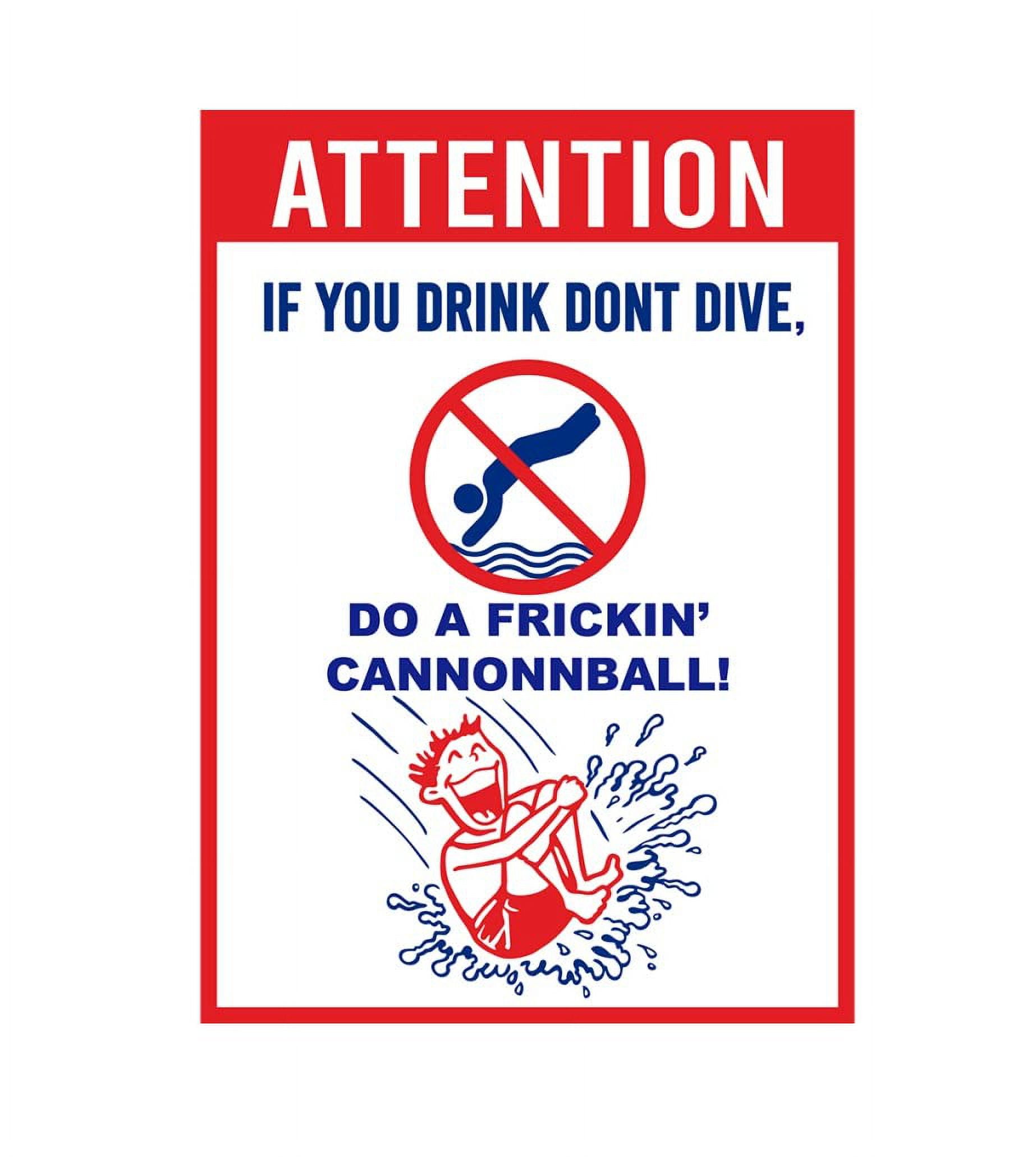 No Diving Pool Sign - If You Drink Dont Dive, Do A Frickin Cannonball ...