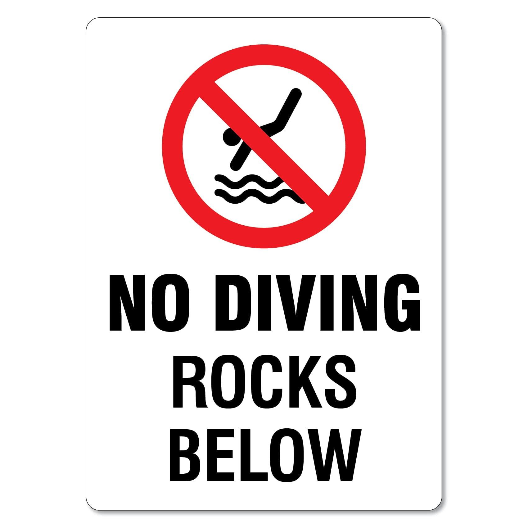 No Diving Rocks Below Sign Danger Signs Metal Tin Sign Caution Danger ...