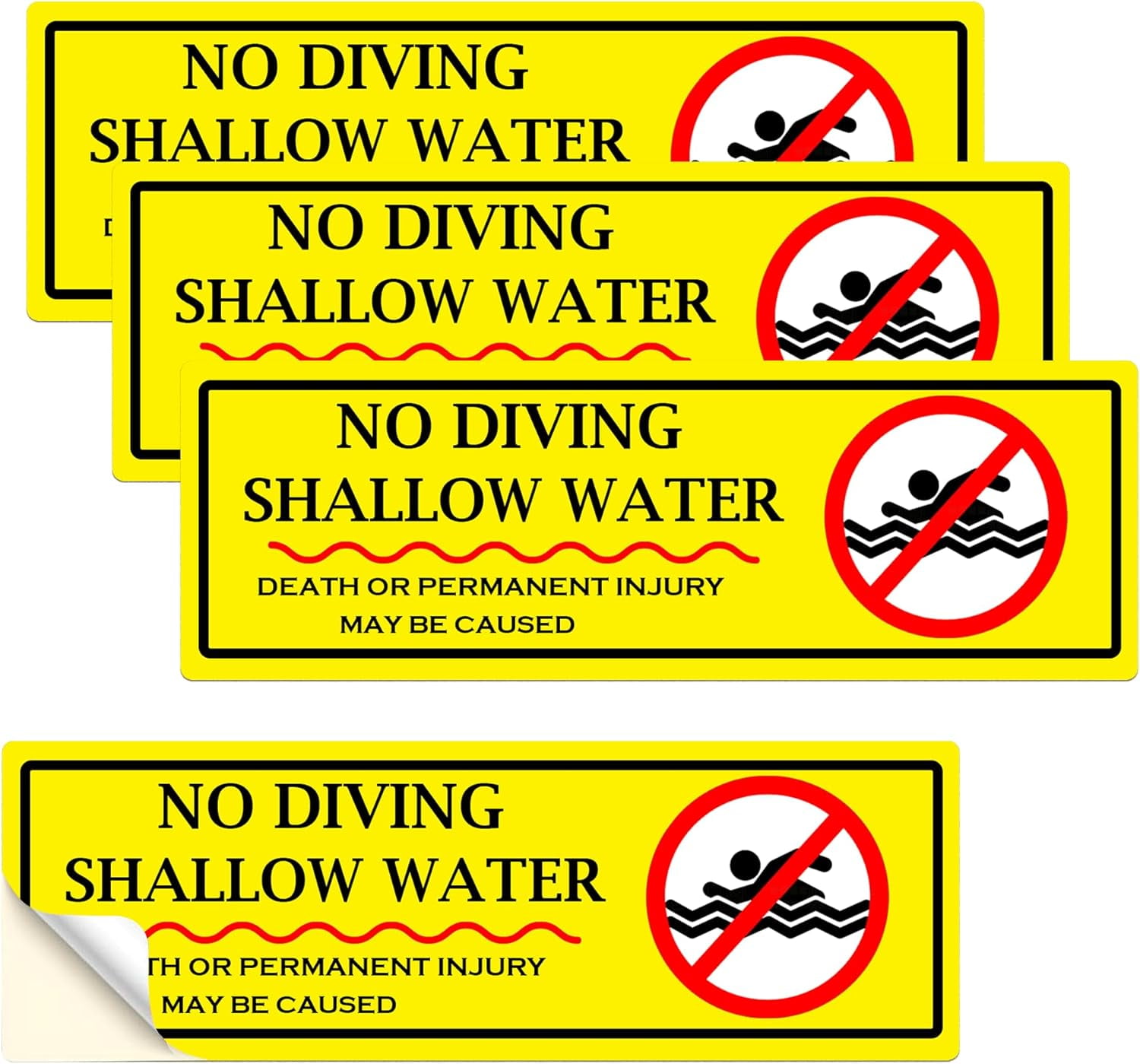 No Diving Shallow Water Stickers NO DIVING Adhesive Swimming Pool ...