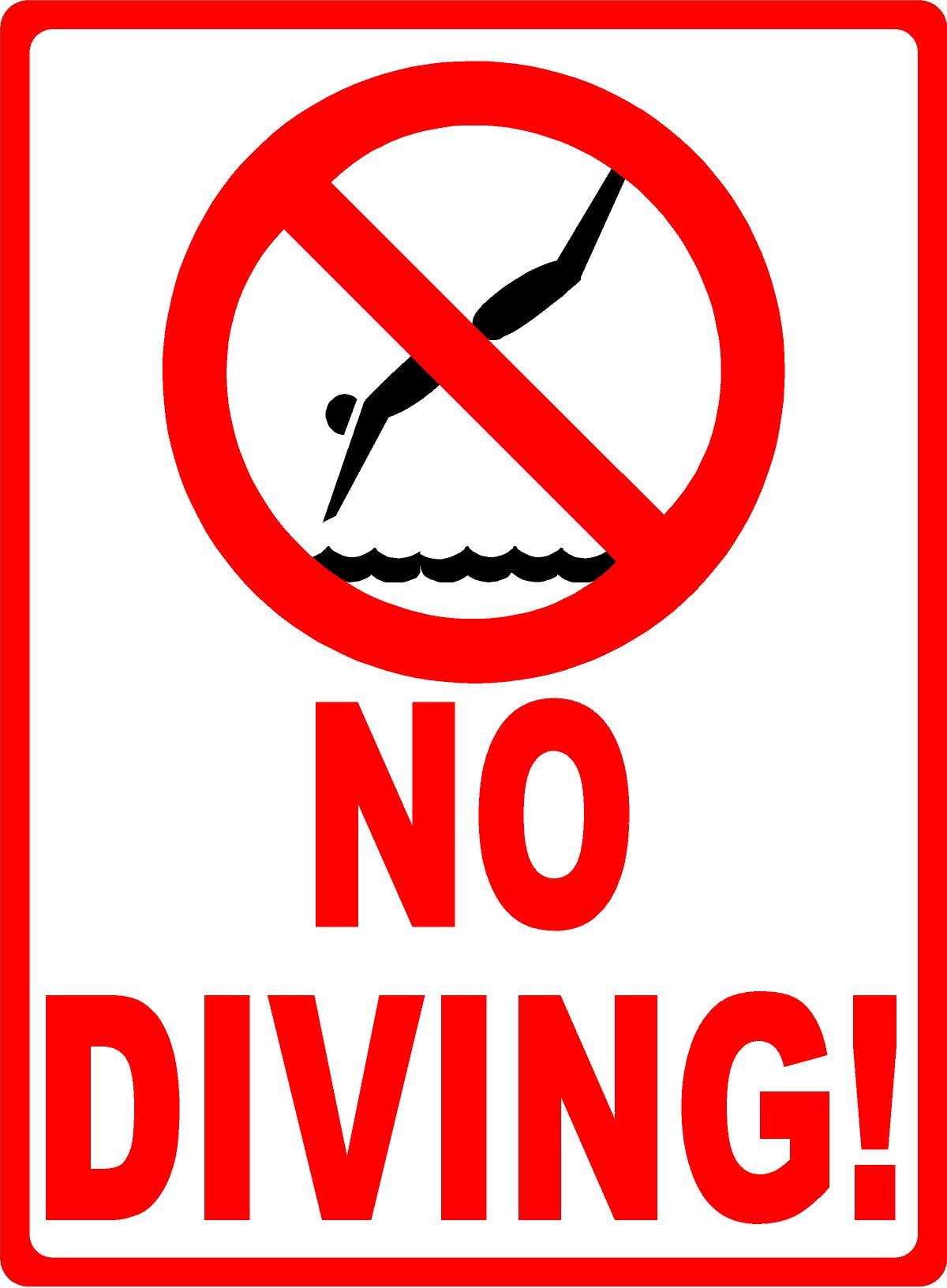 No Diving w/ Symbol Pool Safety Sign - Walmart.com