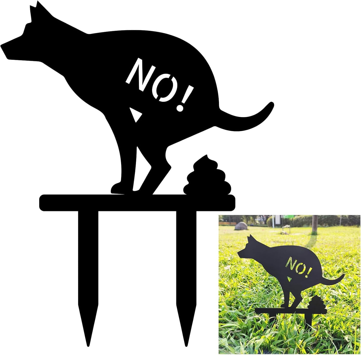 No Dog Poop Lawn Sign, Weather Proof Dog Metal Garden Stake, Stop Pets ...