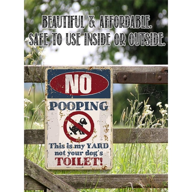 No Dog Pooping Metal Tin Sign Retro Poster Home Wall Decoration Sign ...