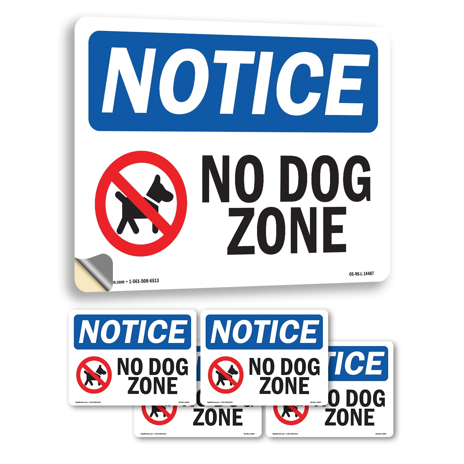No Dog Zone With Symbol OSHA Notice Vinyl Decal Label 10 Inch x 7 Inch ...
