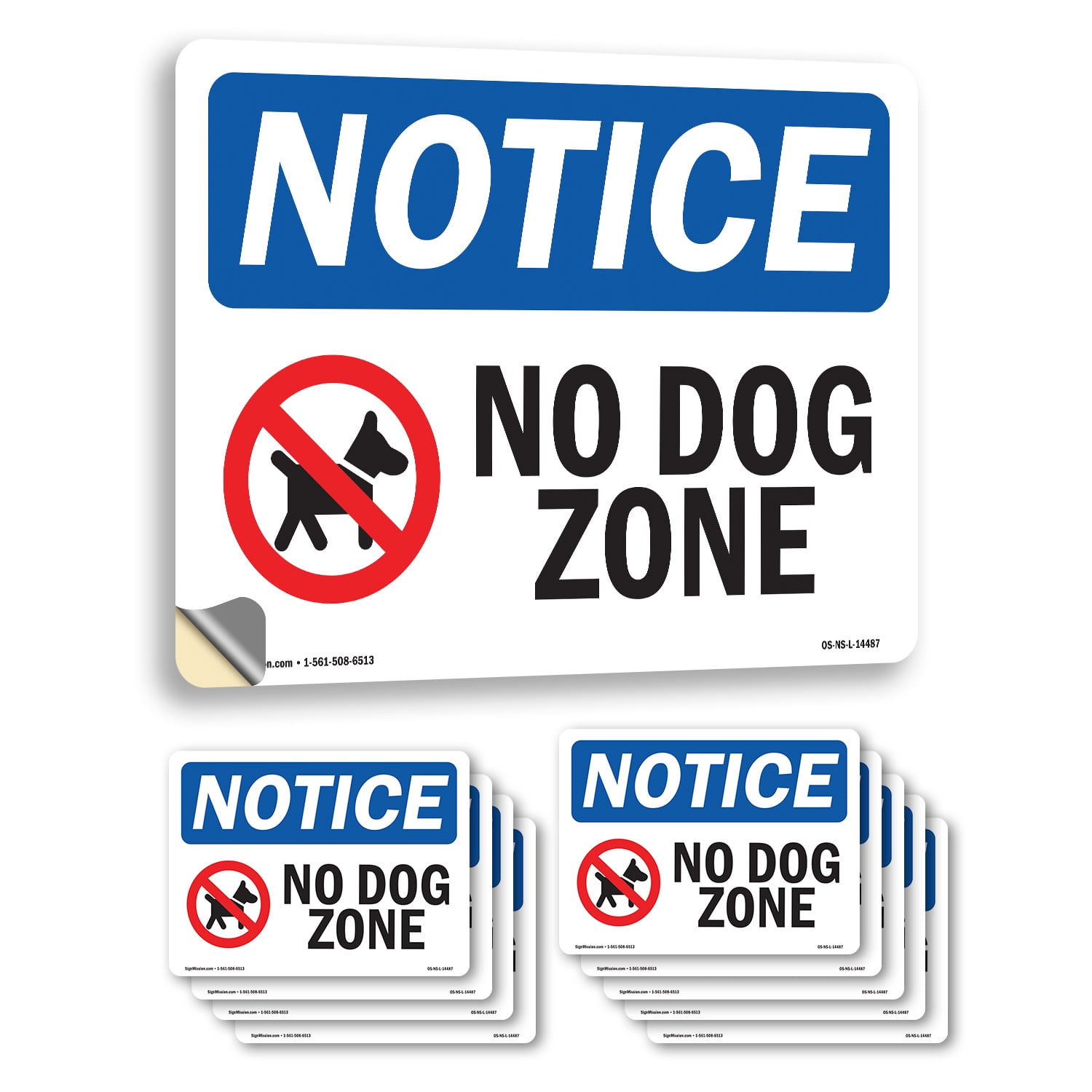 No Dog Zone With Symbol OSHA Notice Vinyl Decal Label 18 Inch x 12 Inch ...