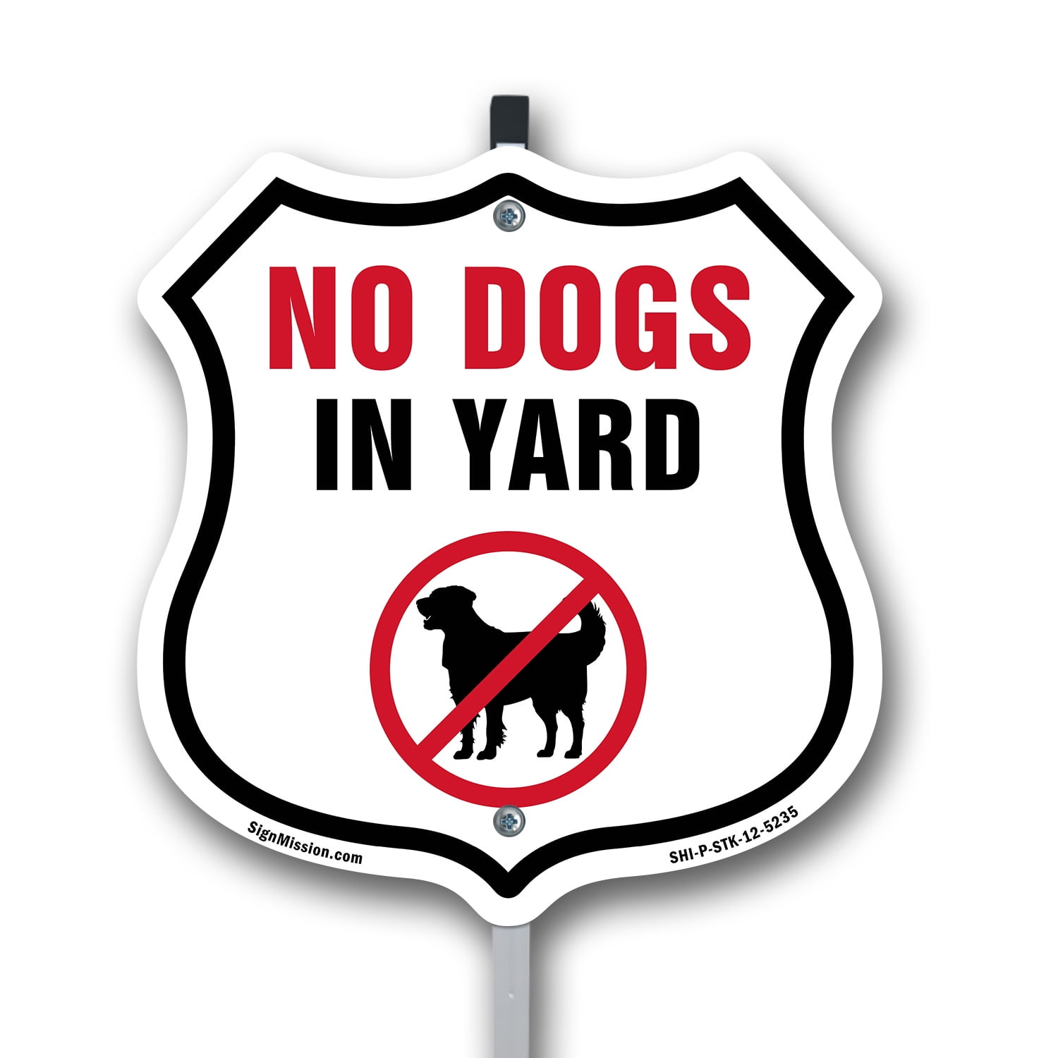 No Dogs In Yard 12 inch X 12 inch Shield Shaped Rust-Free Aluminum ...