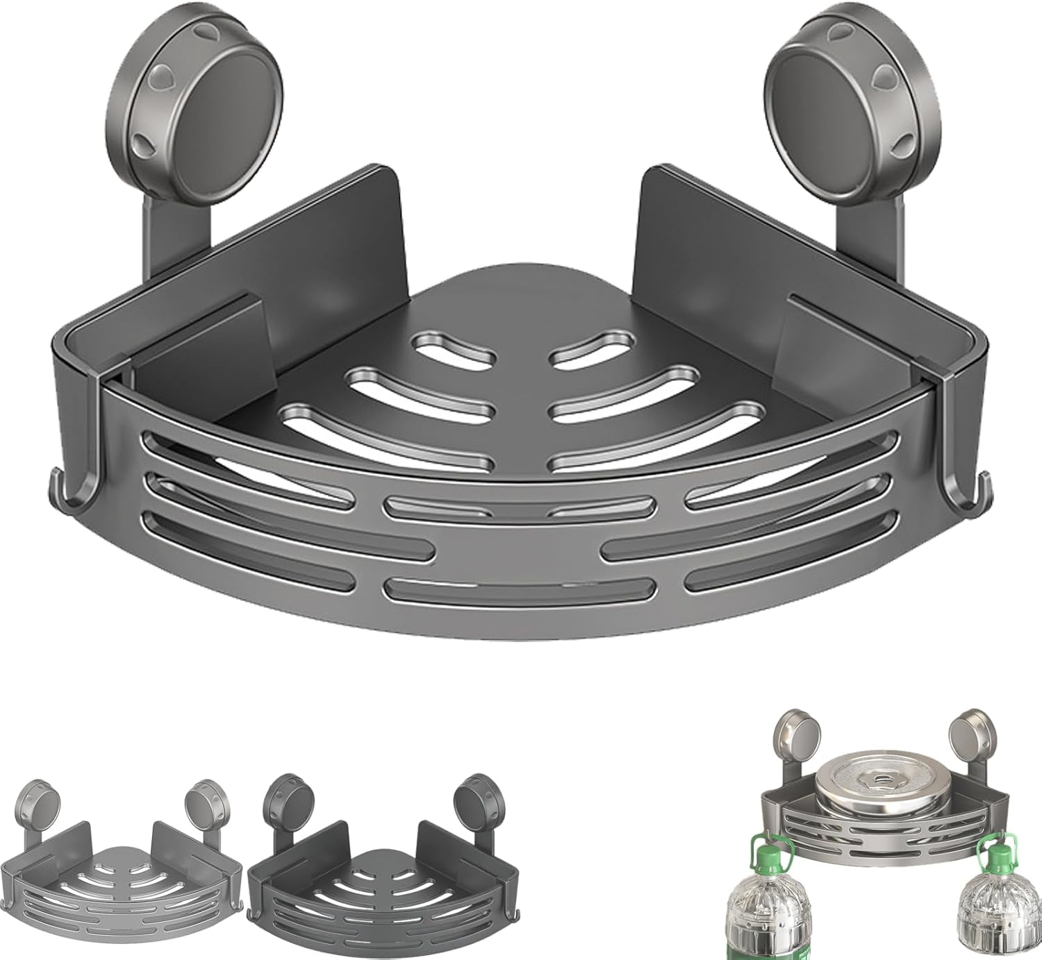 No-Drill Bathroom Corner Shelf, 2026 New Suction Cup Corner Shower ...