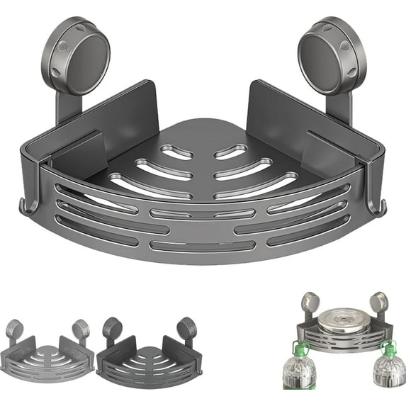 No-Drill Bathroom Corner Shelf, 2026 New Suction Cup Corner Shower ...