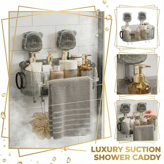 No-Drill Bathroom Suction Storage Box, 2026 New Suction Cup Shelf ...