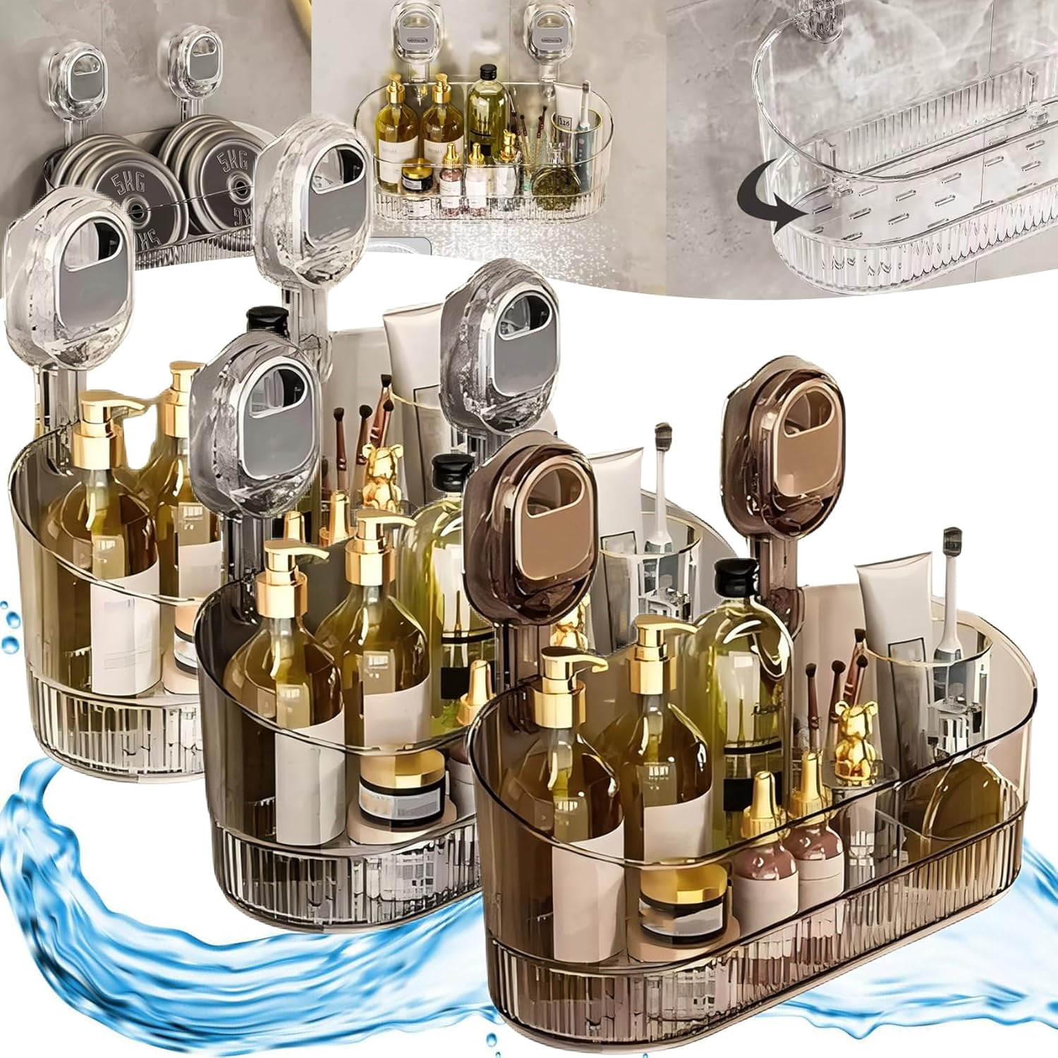 No-Drill Bathroom Suction Storage Box, Corrugated Suction Cup Storage ...