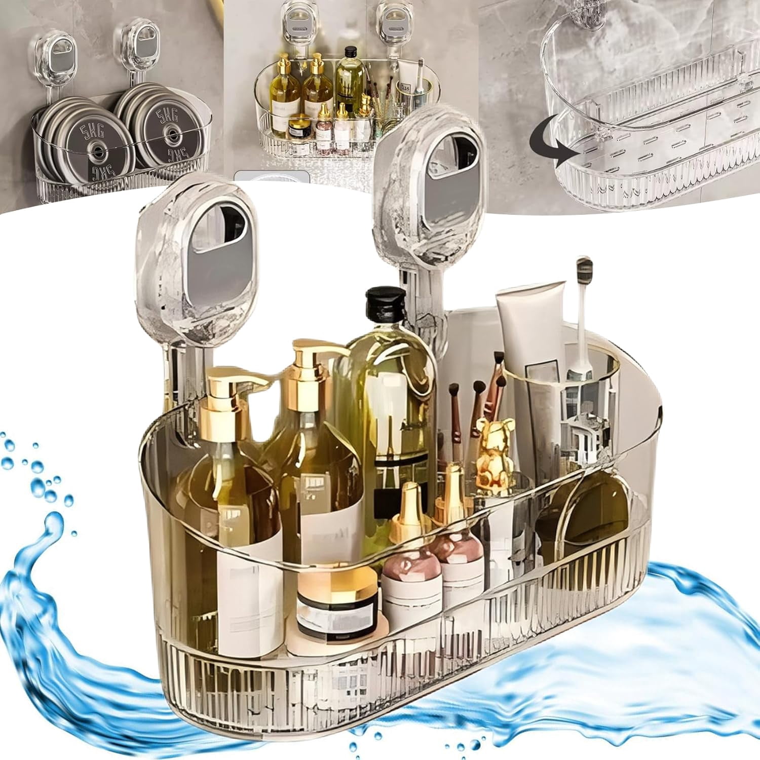 No-Drill Bathroom Suction Storage Box, Corrugated Suction Cup Storage ...