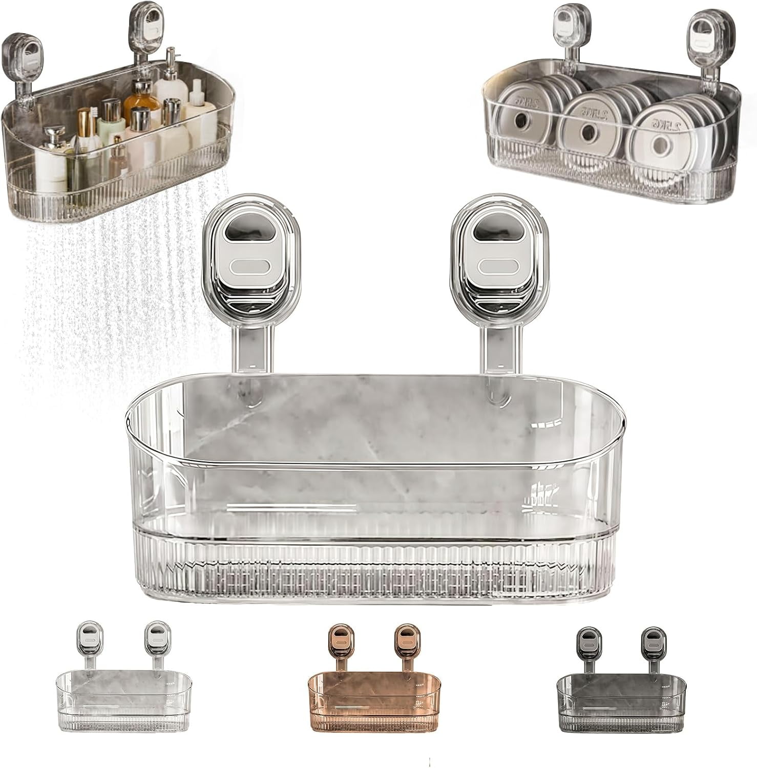 No-Drill Bathroom Suction Storage Box,Extra Large & Thick Design with ...