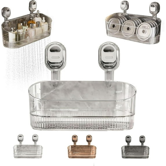 No-Drill Bathroom Suction Storage Box,Extra Large & Thick Design with ...