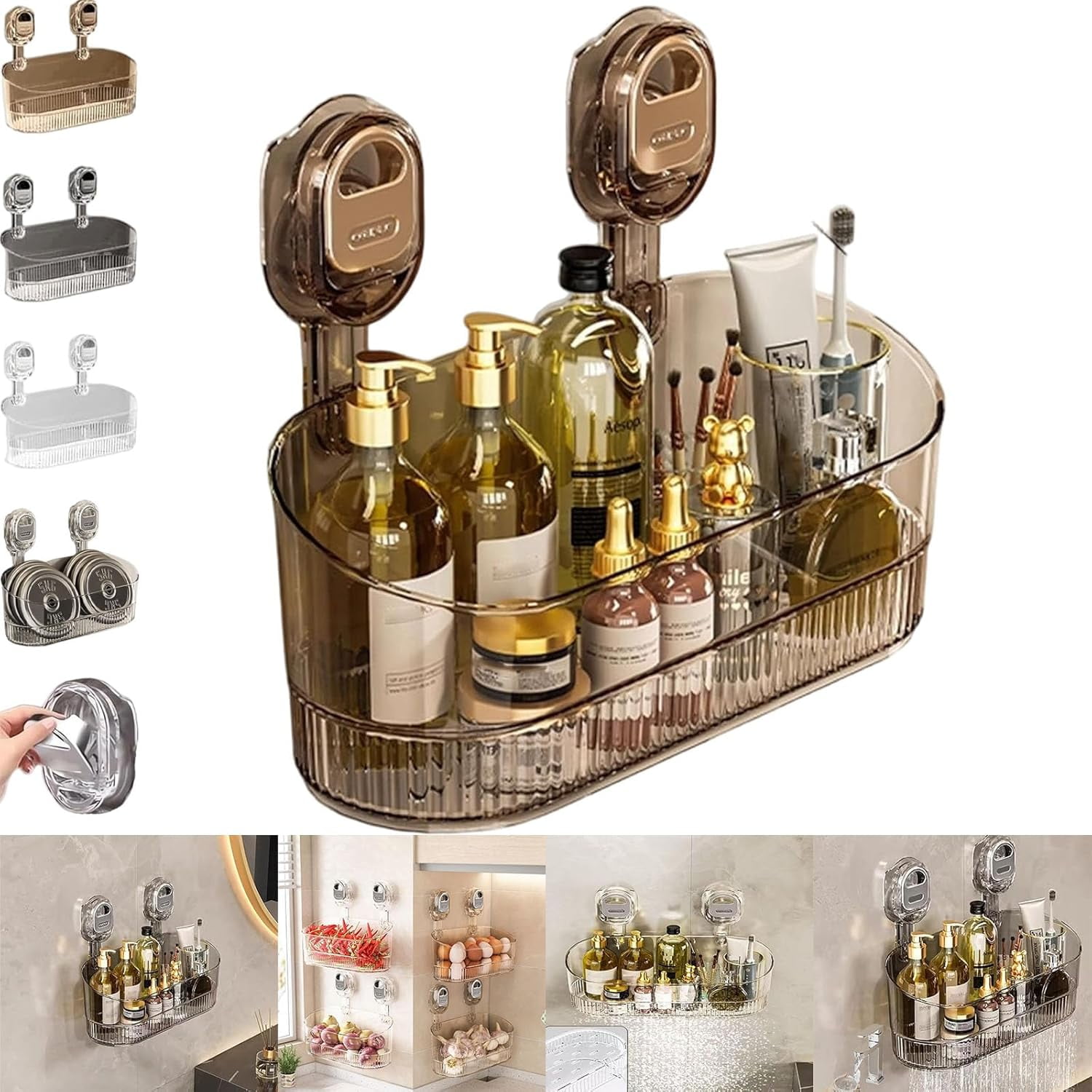 No-Drill Bathroom Suction Storage Box – Large Capacity & Strong Load ...