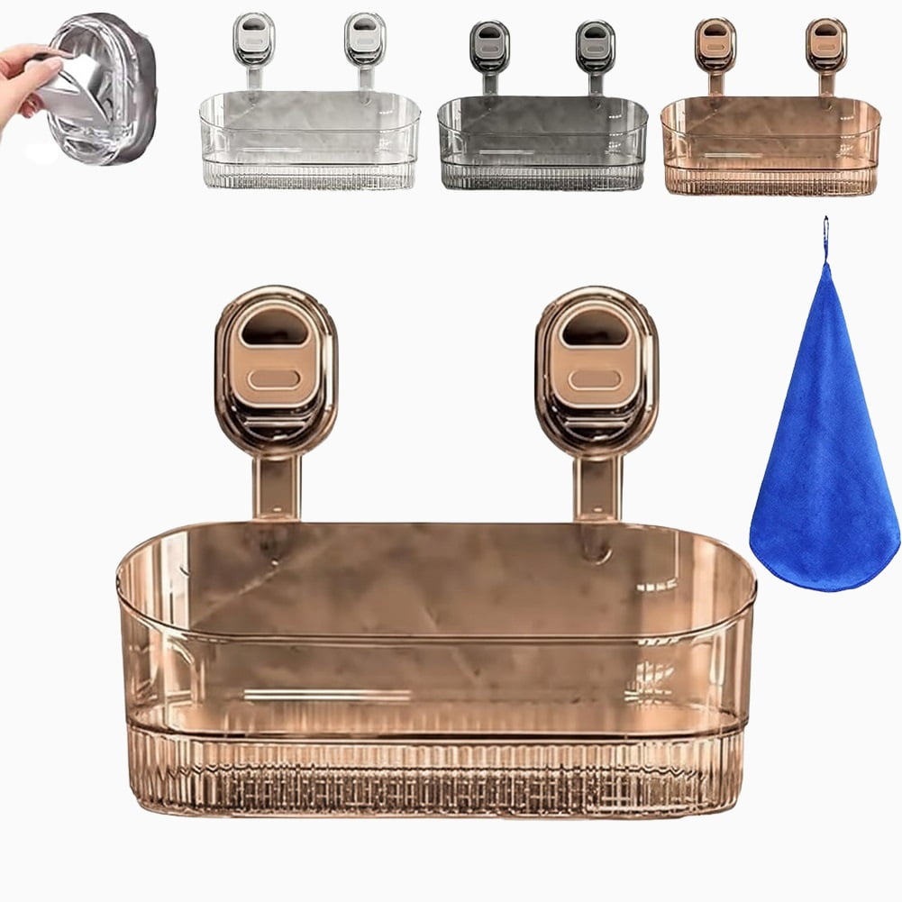 No-Drill Bathroom Suction Storage Box Large Capacity Strong Load ...