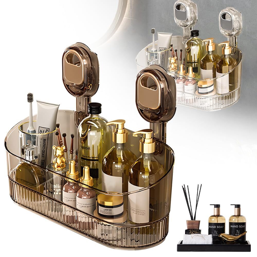 No-Drill Bathroom Suction Storage Box, Powerful Suction Cup Storage ...