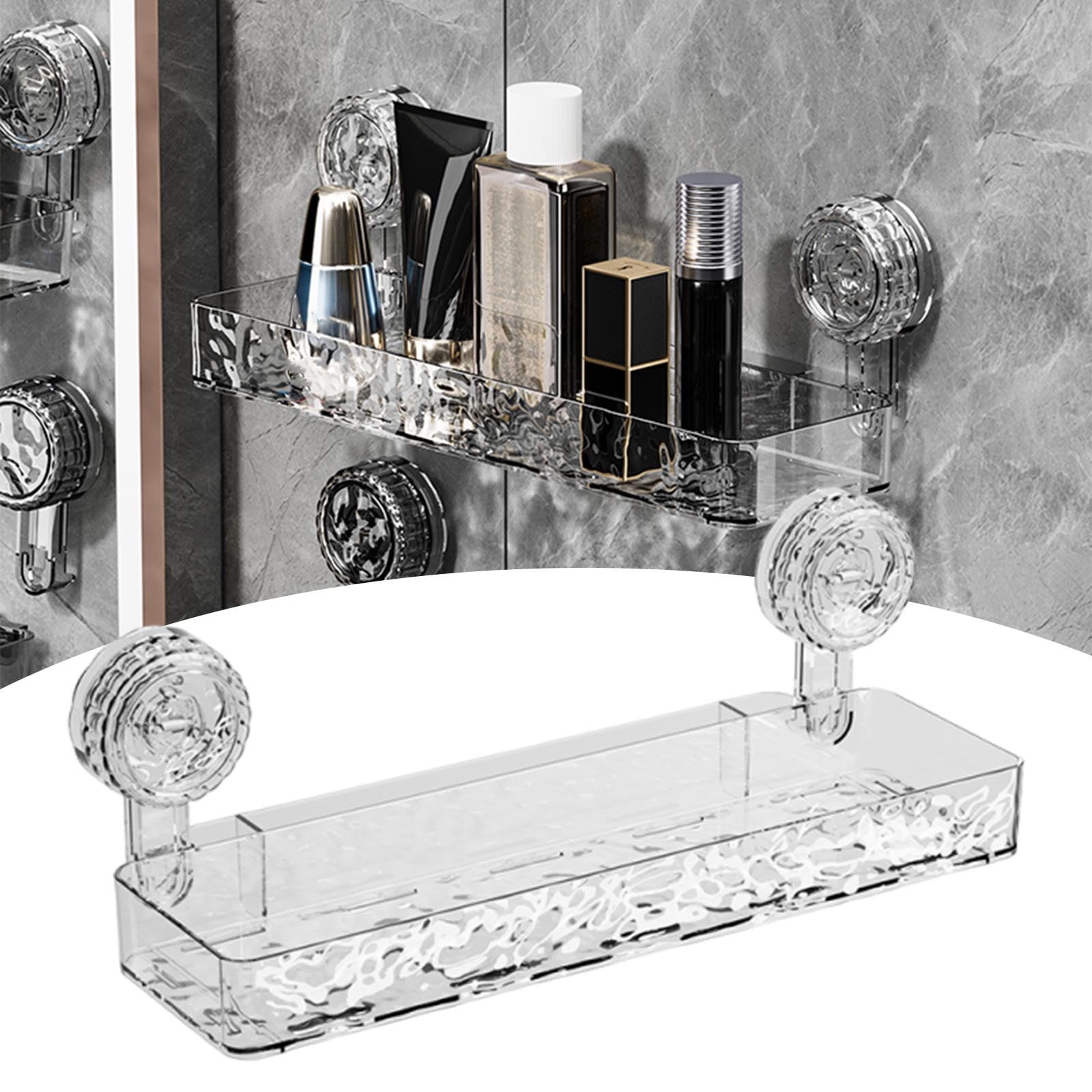 No-Drill Bathroom Suction Storage Box Shelf Rack, Shower Caddy Suction ...
