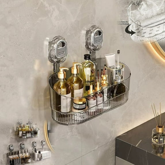 No-Drill Bathroom Suction Storage Box, Suction Storage Box, Large ...