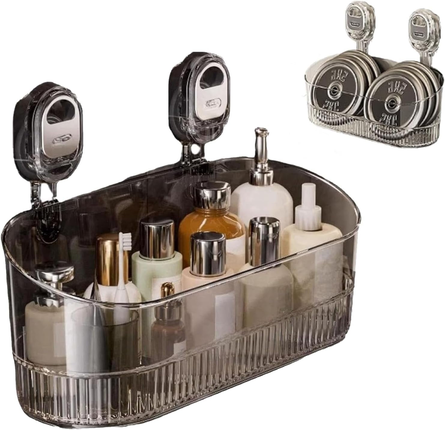 No Drill Bathroom Suction Storage Box, Suctions Cup Storages, Bathroom ...
