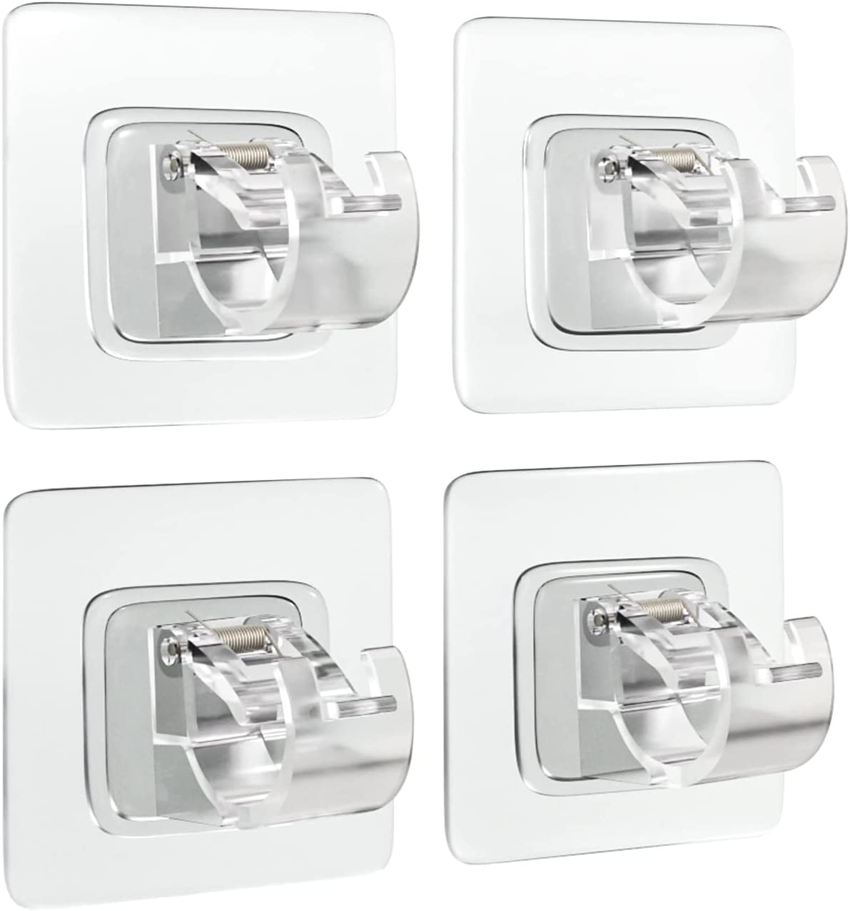 No Drill Curtain Rod Brackets, Self Adhesive Curtain Rod Holder, 4 Pack ...