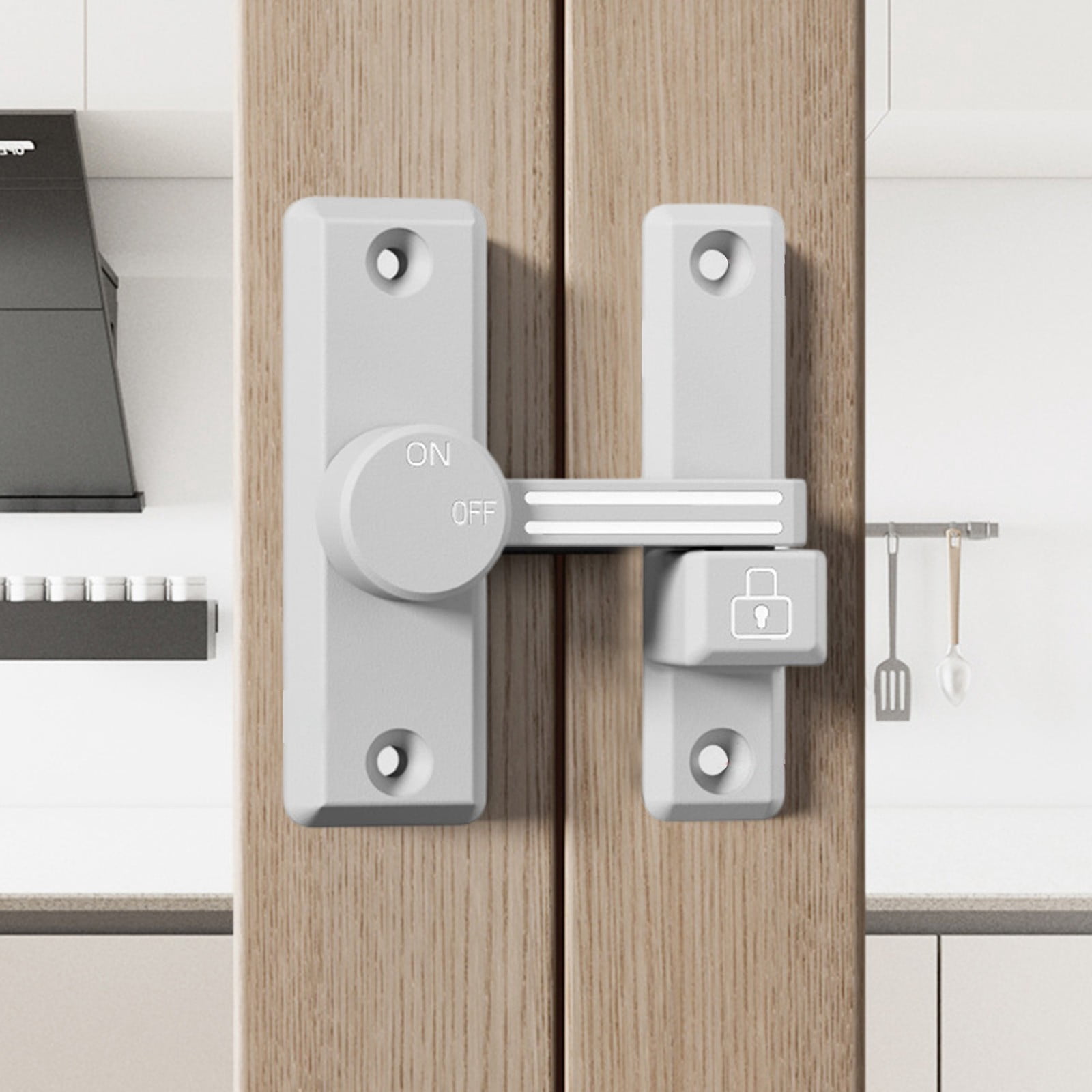 No-Drill Door Lock Sliding Gate Lock Push-Pull Door Fastener Adjustable ...