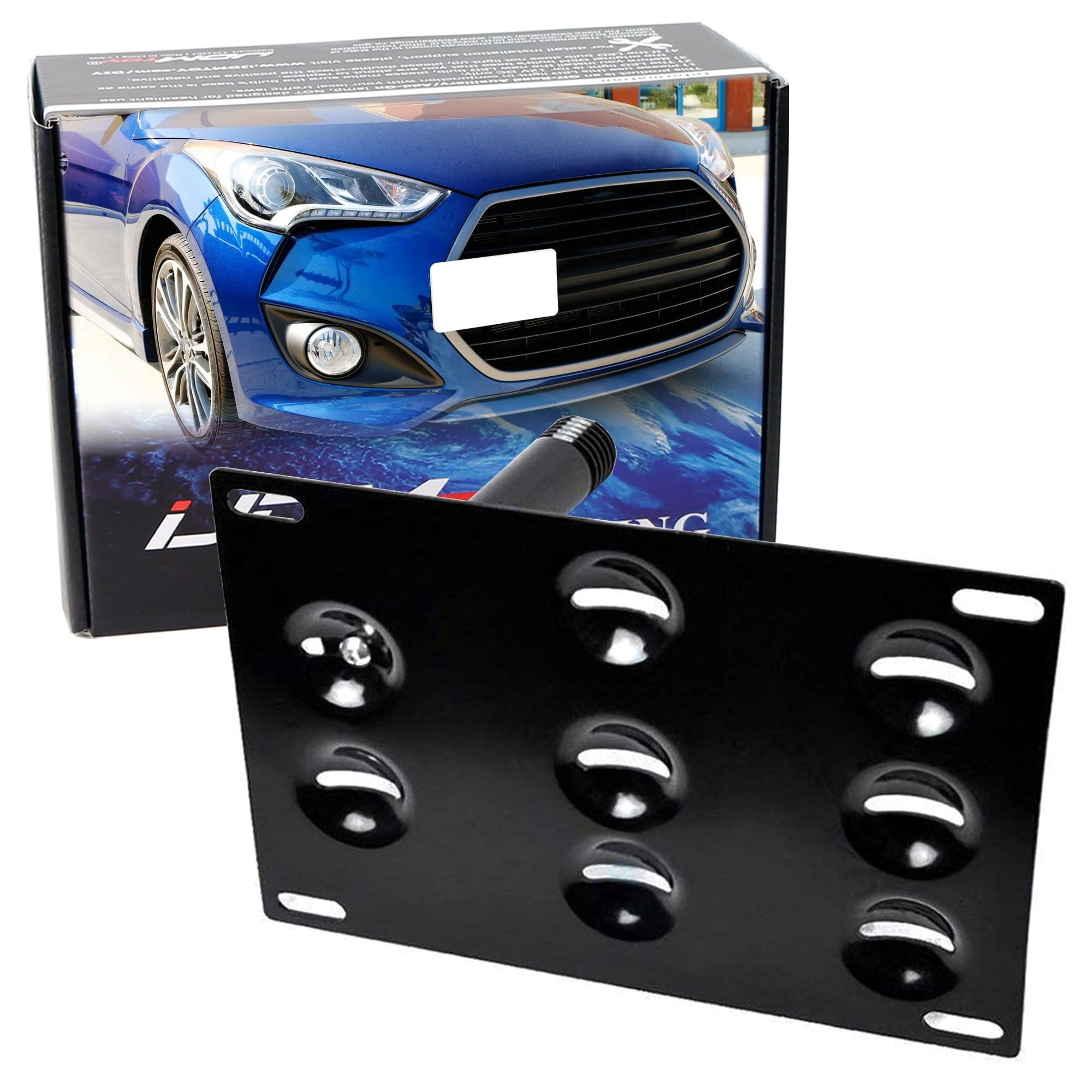 No Drill Front Bumper Tow Hook License Plate Mounting Bracket Adapter ...