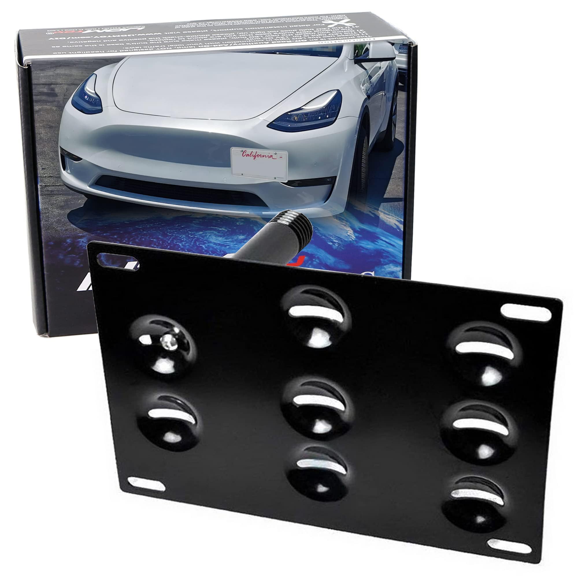 No Drill Front Bumper Tow Hook License Plate Mounting Bracket Adapter ...