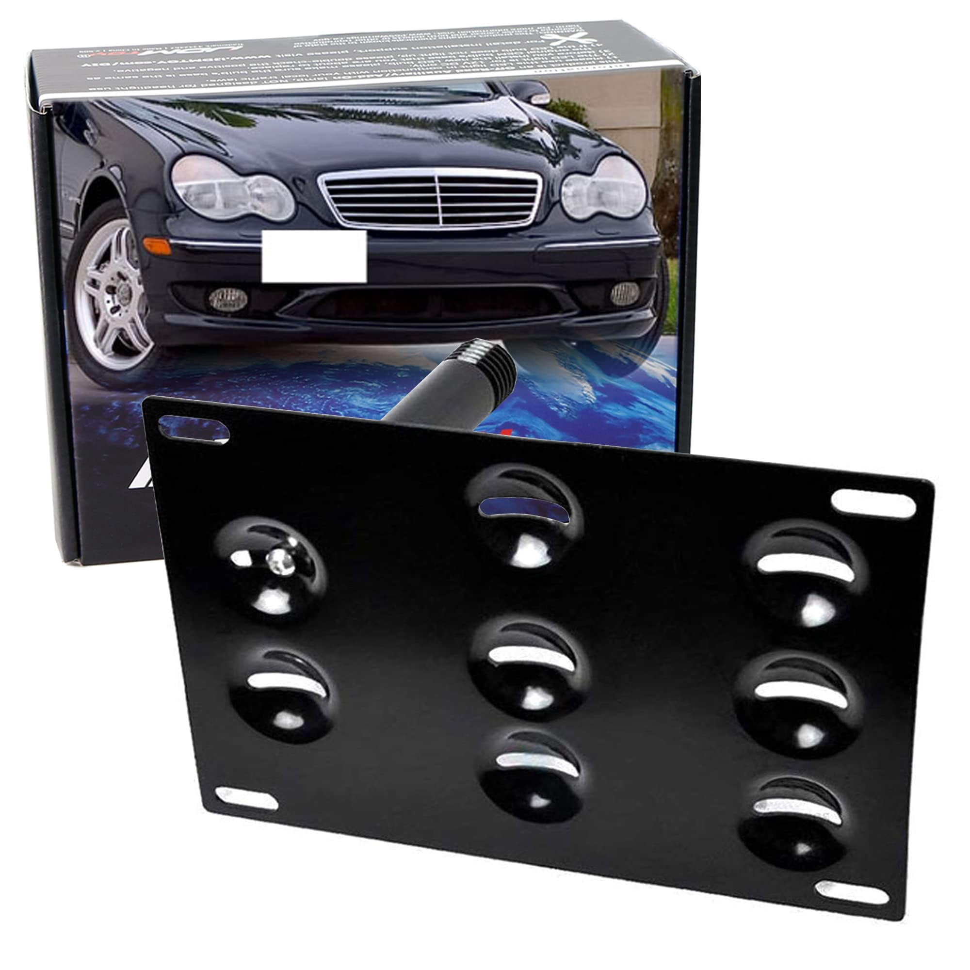 No Drill Front Bumper Tow Hook License Plate Mounting Bracket Adapter ...