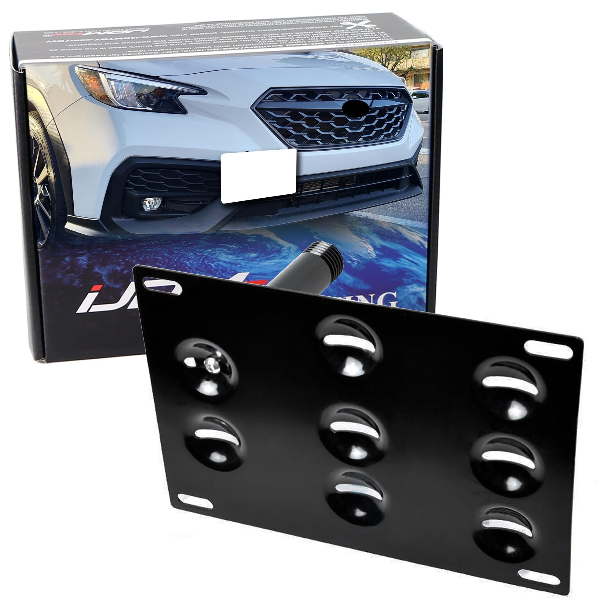 No Drill Front Bumper Tow Hook License Plate Mounting Bracket Adapter ...