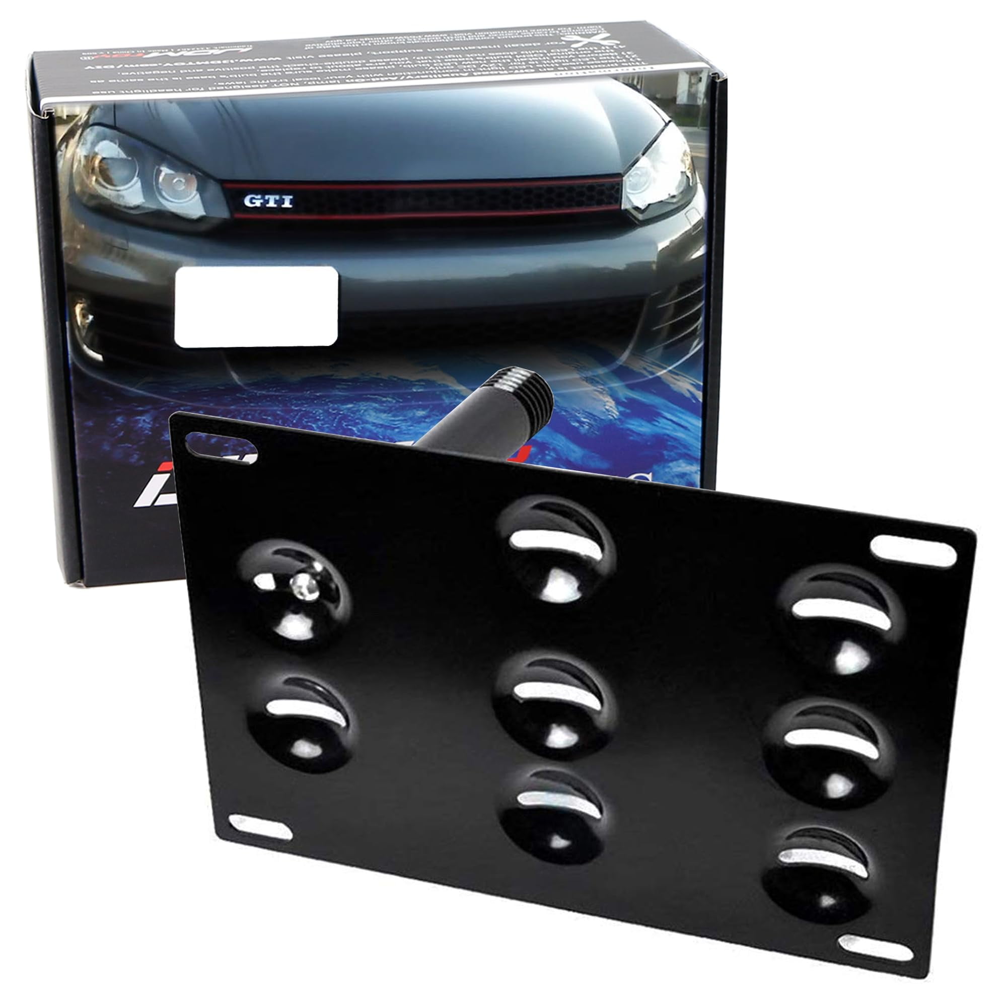 No Drill Front Bumper Tow Hook License Plate Mounting Bracket Adapter ...