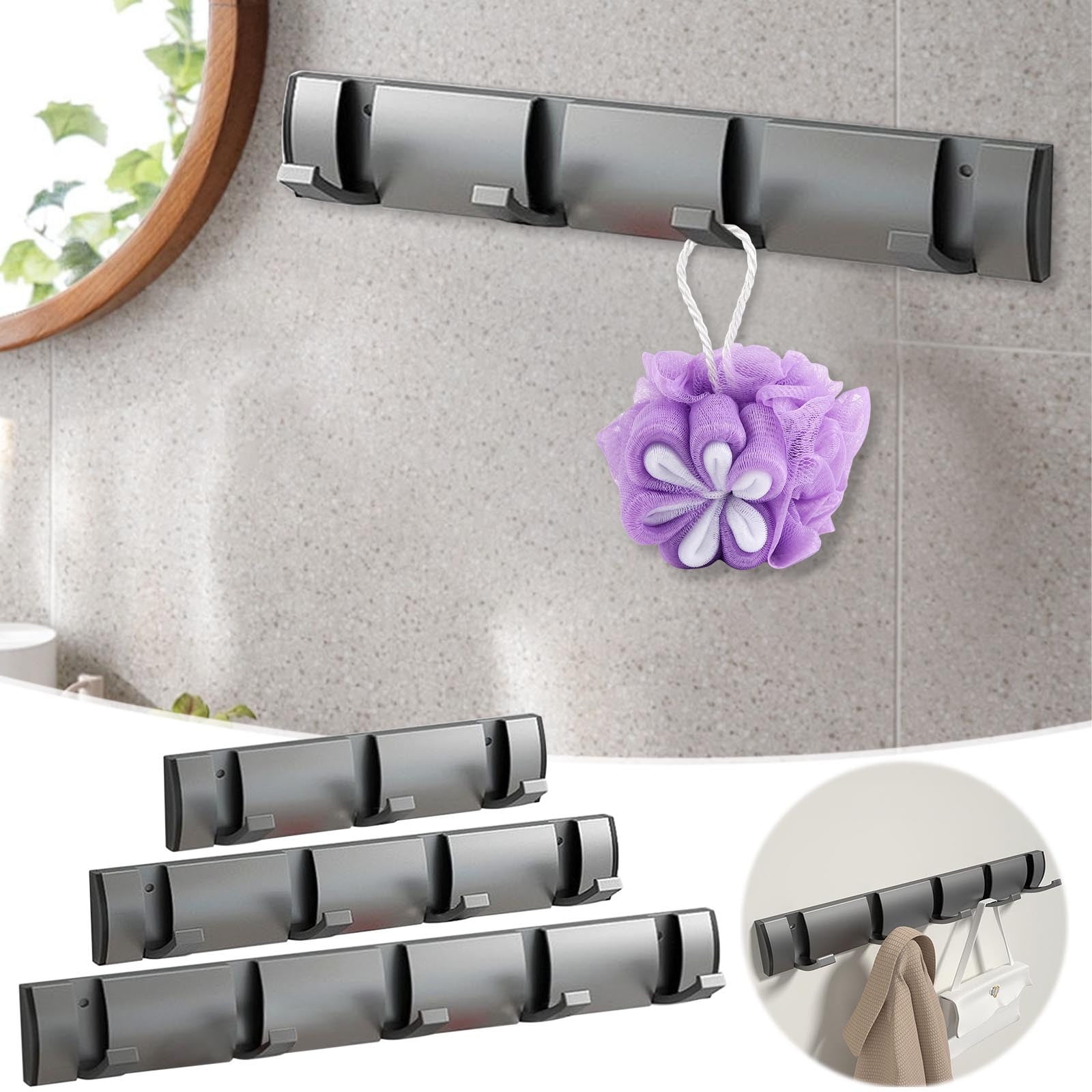No-Drill Invisible Foldable Wall Hooks for Coats Hats Towels - Space ...
