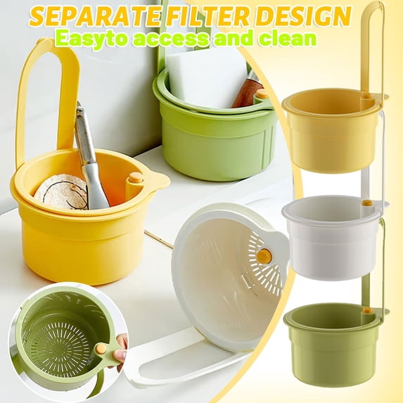 No-Drill Sink Colander Basket, Faucet Mount Kitchen Drain Catcher for ...
