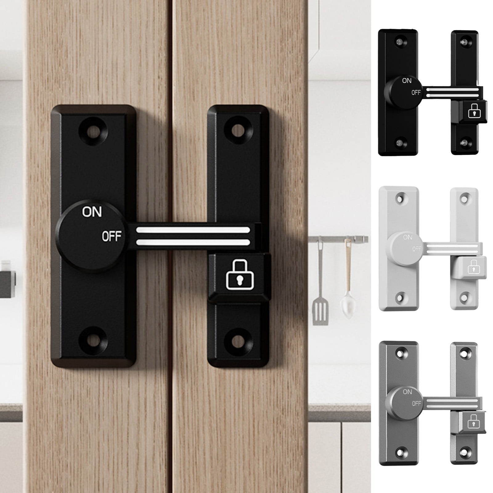 No-Drill Sliding Door Lock | Adjustable Push-Pull Gate Fastener | Alloy ...