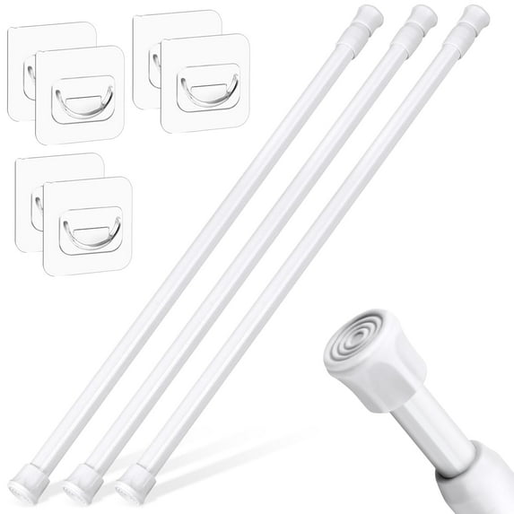 No Drill Tension Rods 3 Pack 18-28 Inch, Spring Loaded Curtain Rod ...