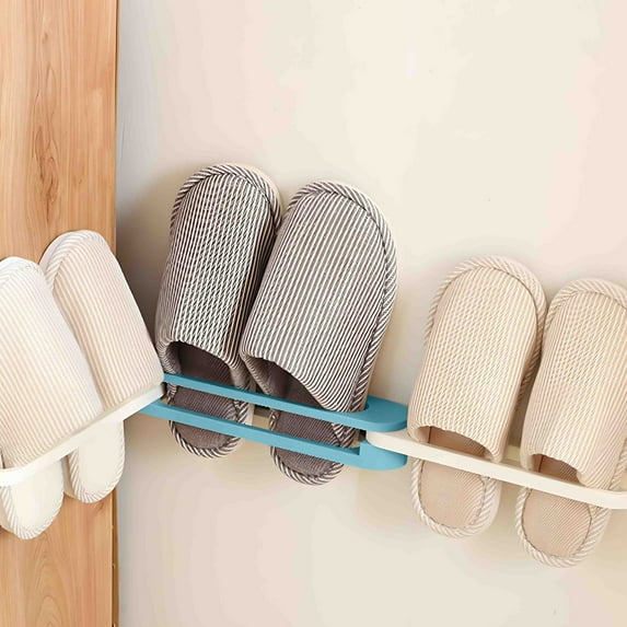 No Drill Wall Mounted Shoe Rack | 3-Tier Foldable Bathroom Slipper ...