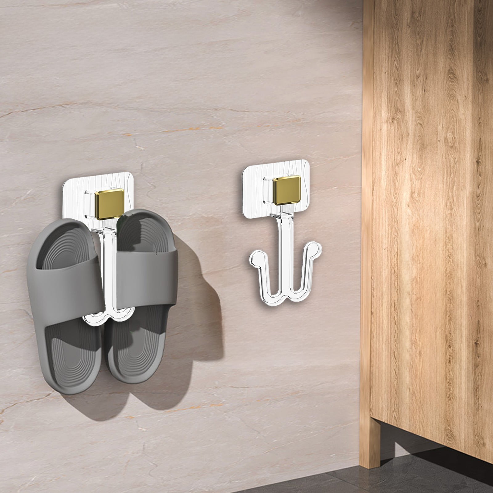 No Drilling Bathroom Slipper Rack, Wall-Mounted Suction Cup Shoe ...
