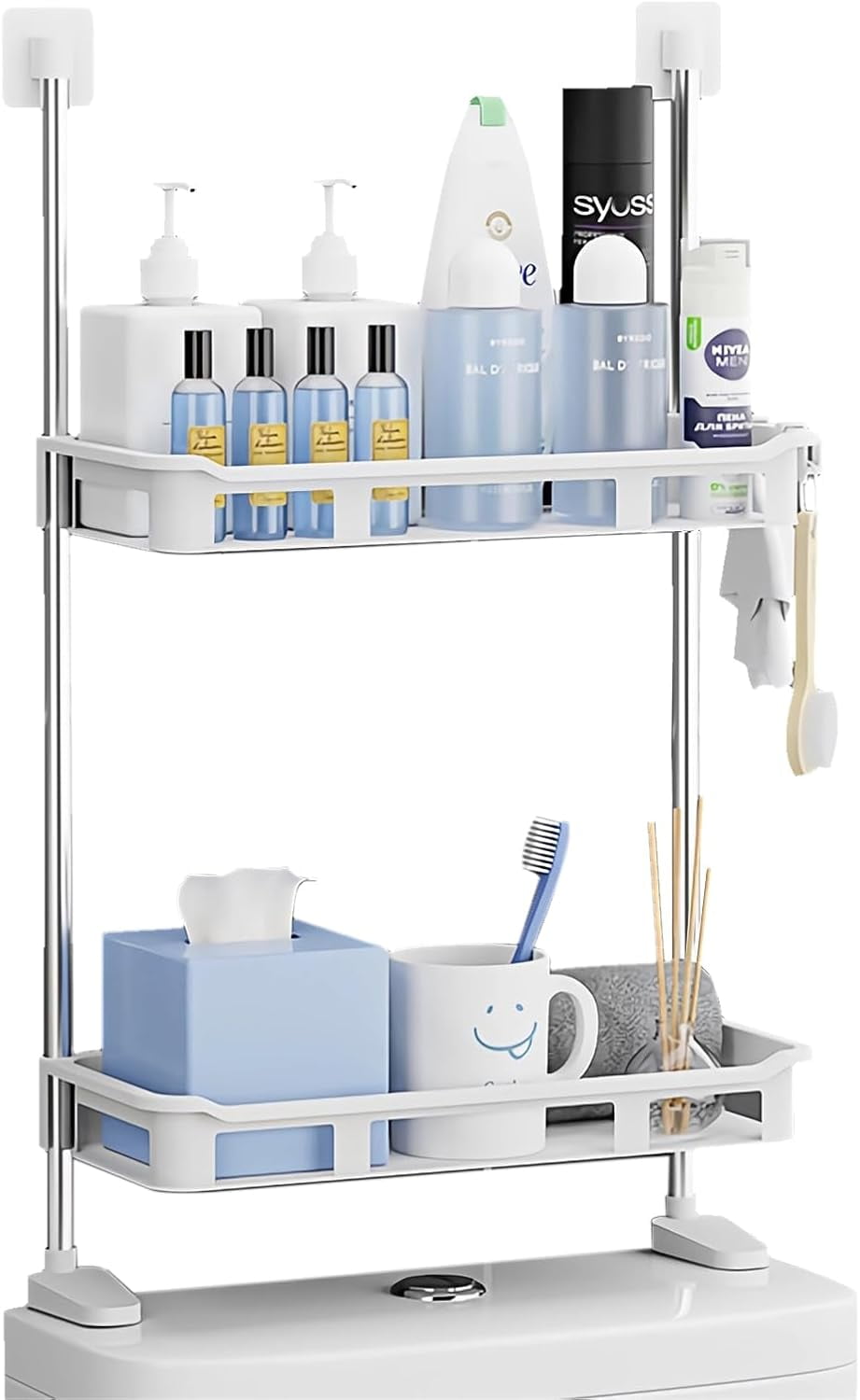 No-Drilling Multi-Functional Bathroom Organizer,Over The Toilet Storage ...