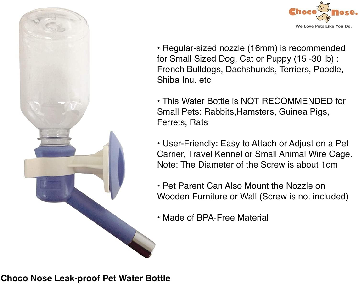 No-Drip Dog Water Bottle for Dogs, Cats & Small-Medium Animals - 10.2 ...