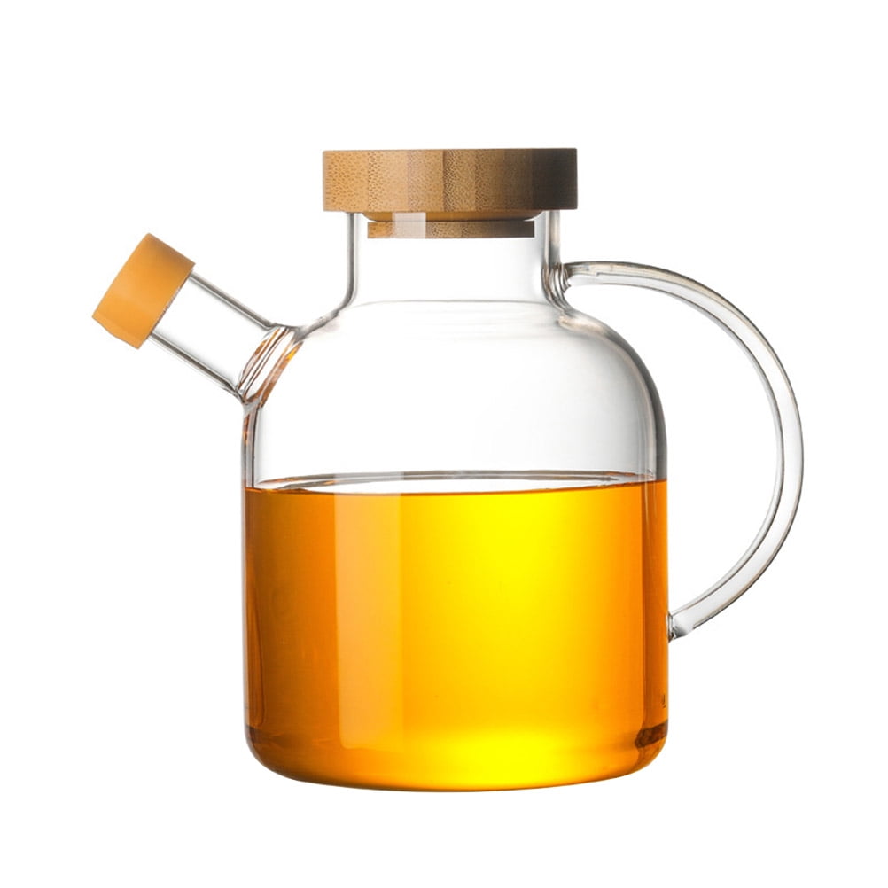 HOMEMAXS Transparent Oil Pourer with Wooden Lid Made from High ...