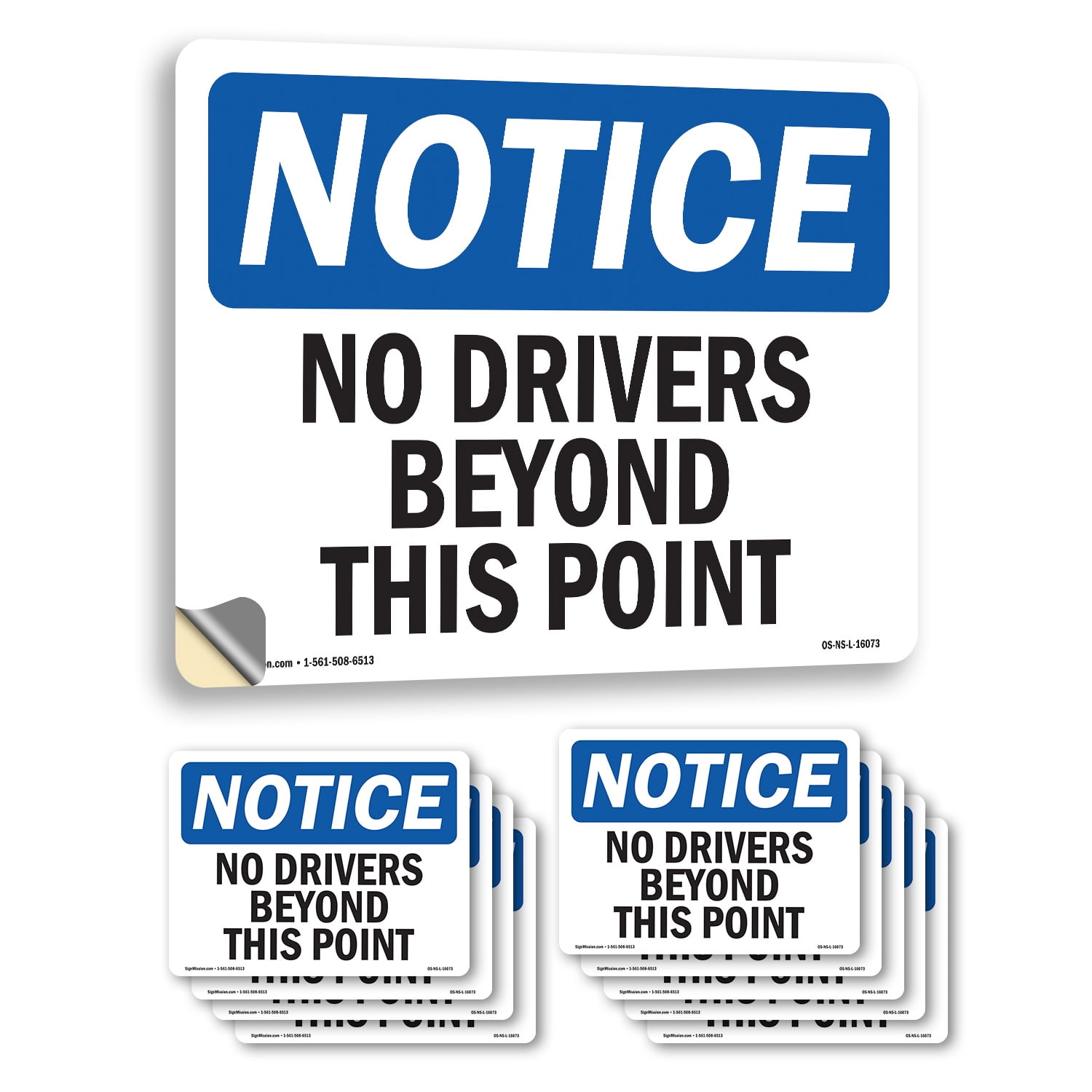No Drivers Beyond This Point OSHA Notice Vinyl Decal Label 24 Inch x 18 ...