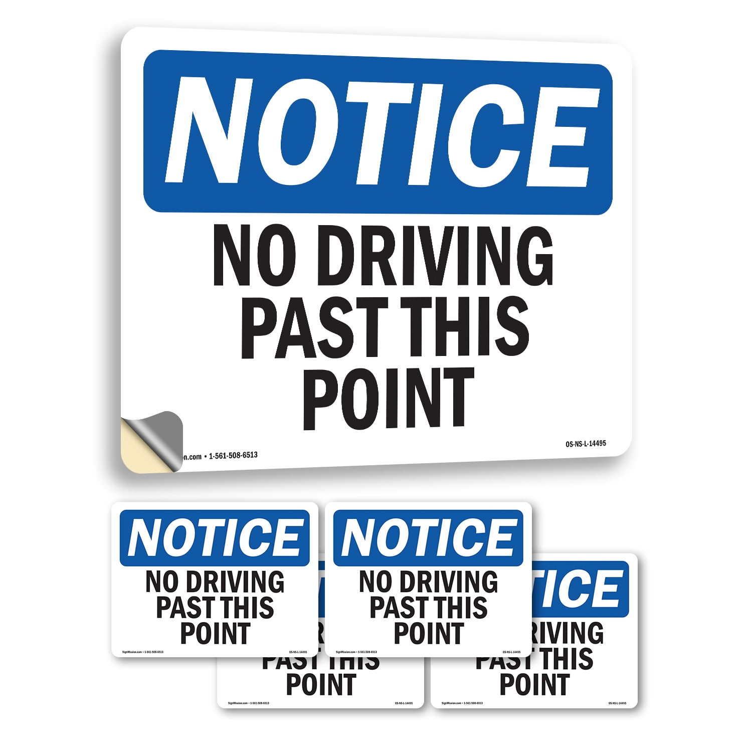 No Driving Past This Point OSHA Notice Vinyl Decal Label 14 Inch x 10 ...